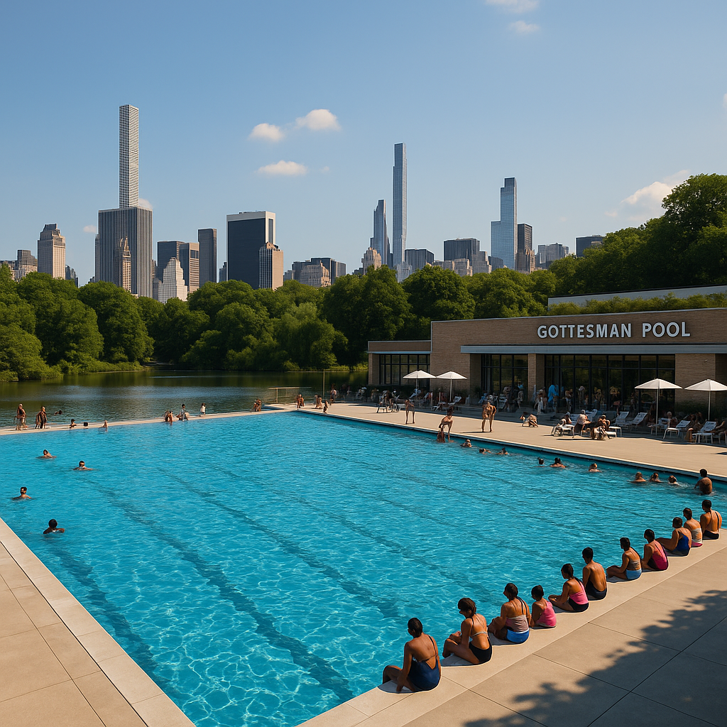 뉴욕 최대 야외 수영장 Gottesman Pool센트럴 파크를 배경으로 한 가장 아름다운 수영장, 오늘 개장오늘,