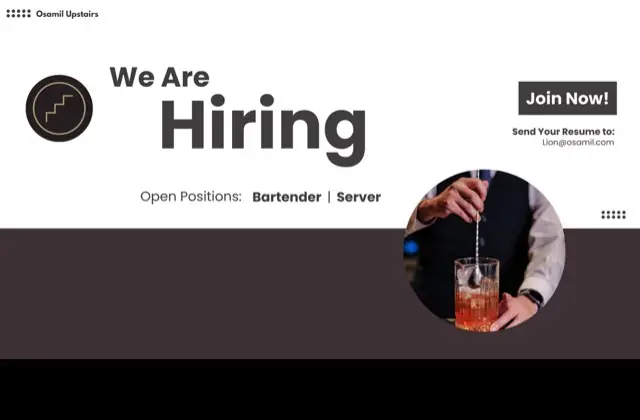 Osamil and Osamil Upstairs are Hiring FOH/BOH Staff