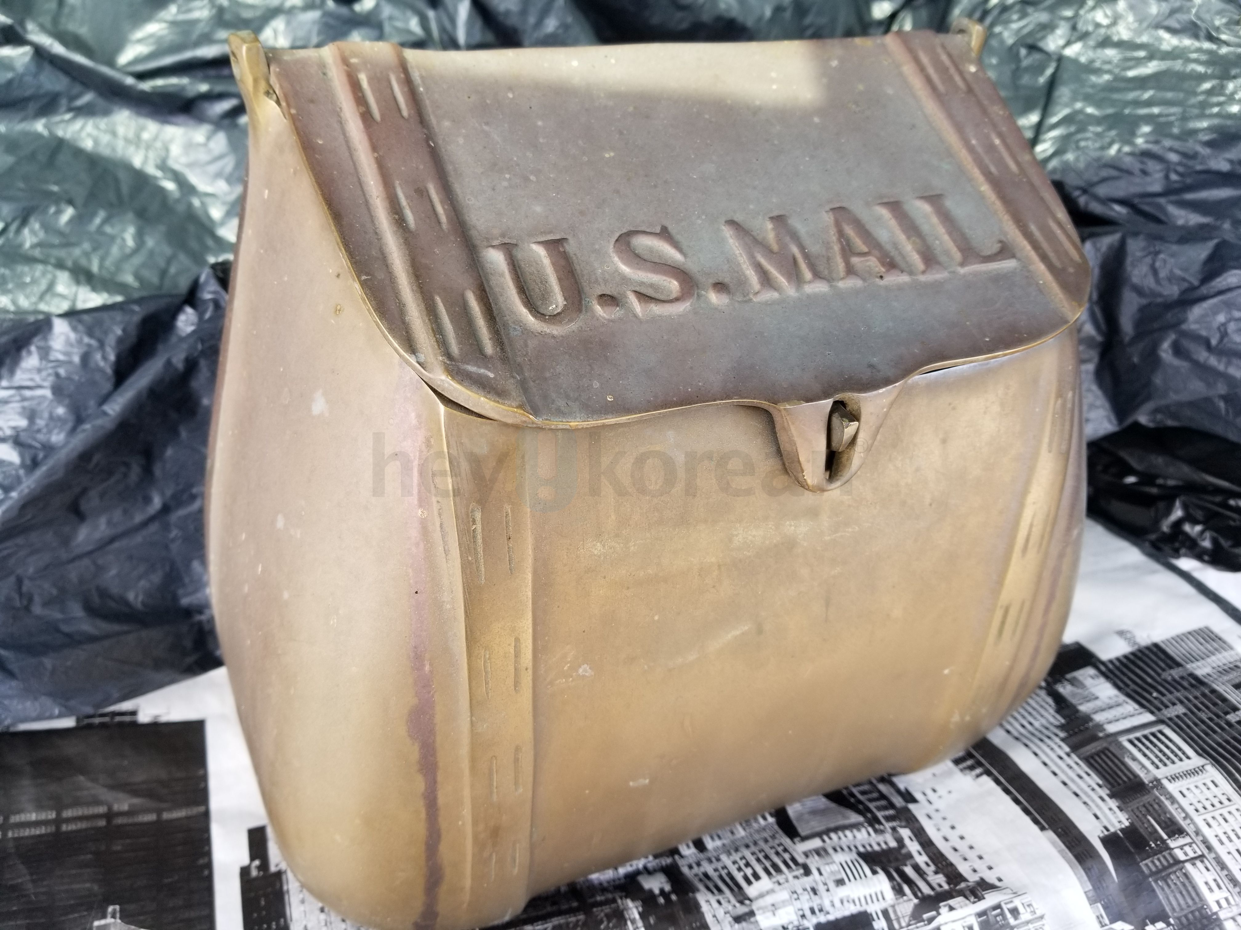 Vintage Saddle Bag US Mailbox Wall Mount Solid Brass