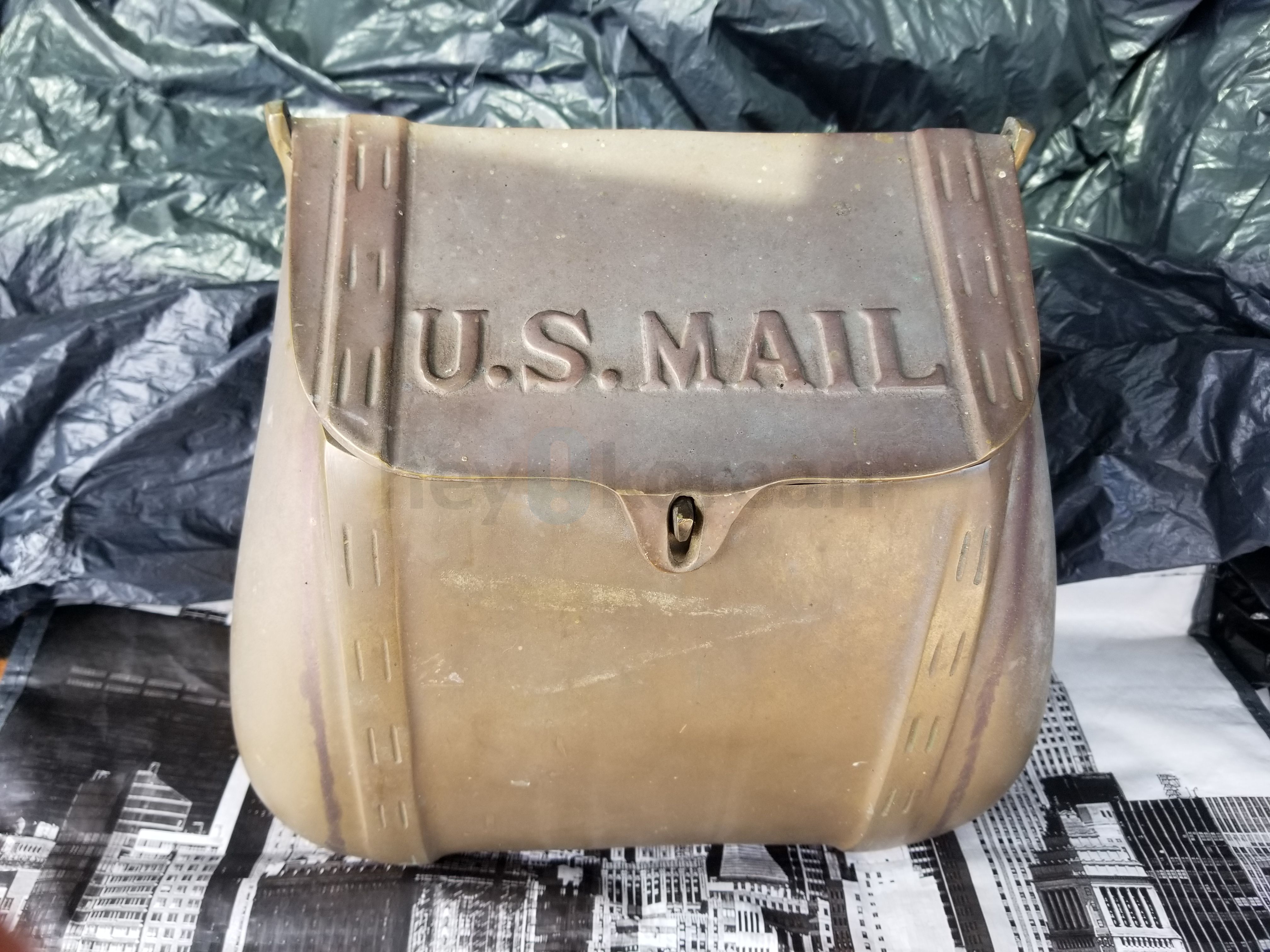 Vintage Saddle Bag US Mailbox Wall Mount Solid Brass