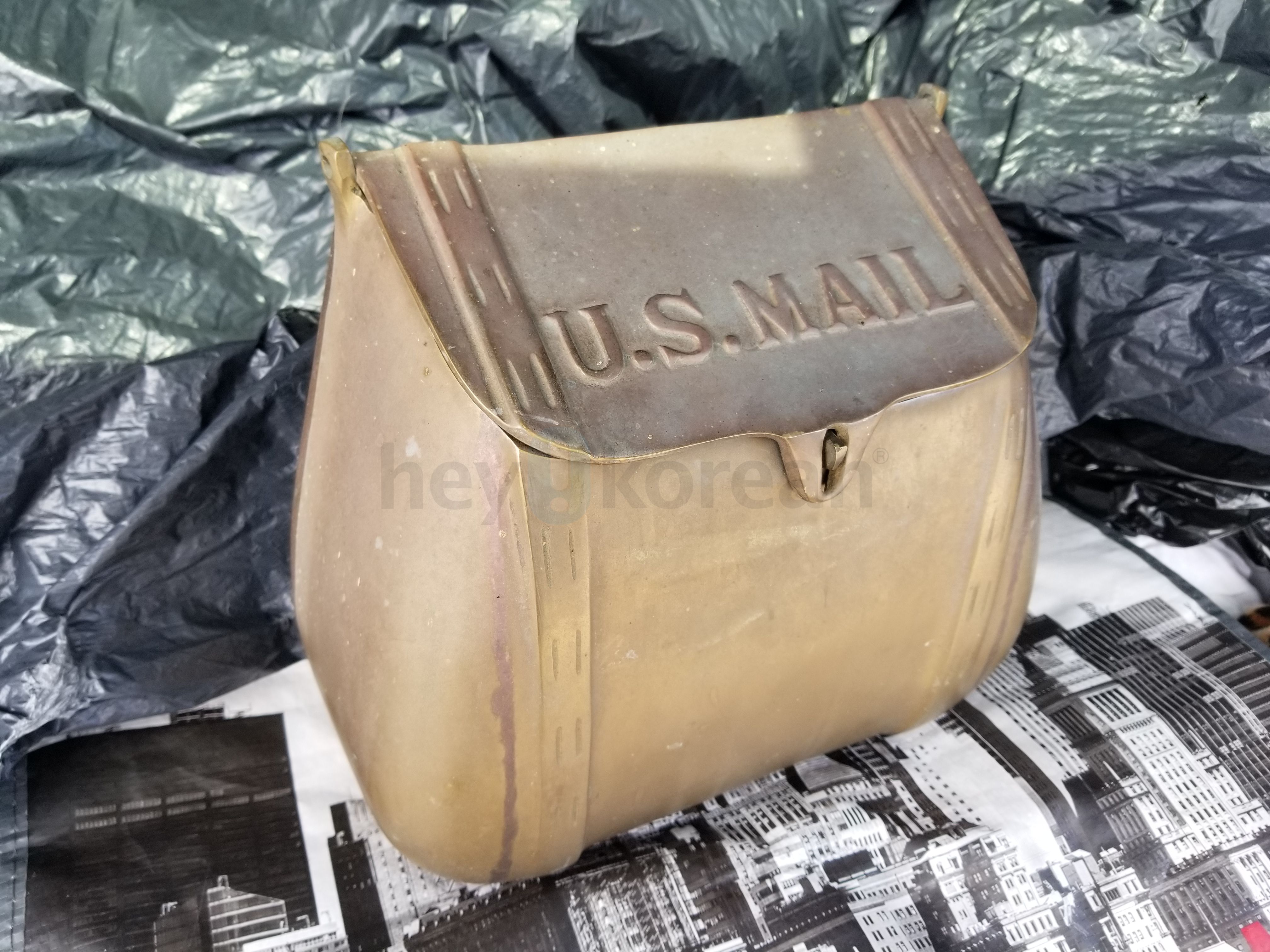 Vintage Saddle Bag US Mailbox Wall Mount Solid Brass