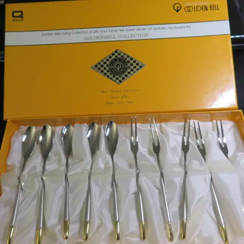 Golden Bell Tea Spoon and Dessert Fork Set