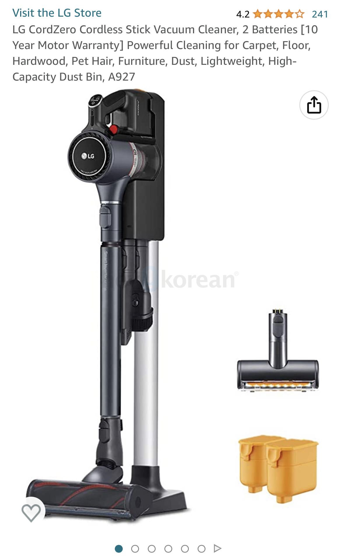 LG 청소기 CordZero Cordless Stick Vacuum Cleaner