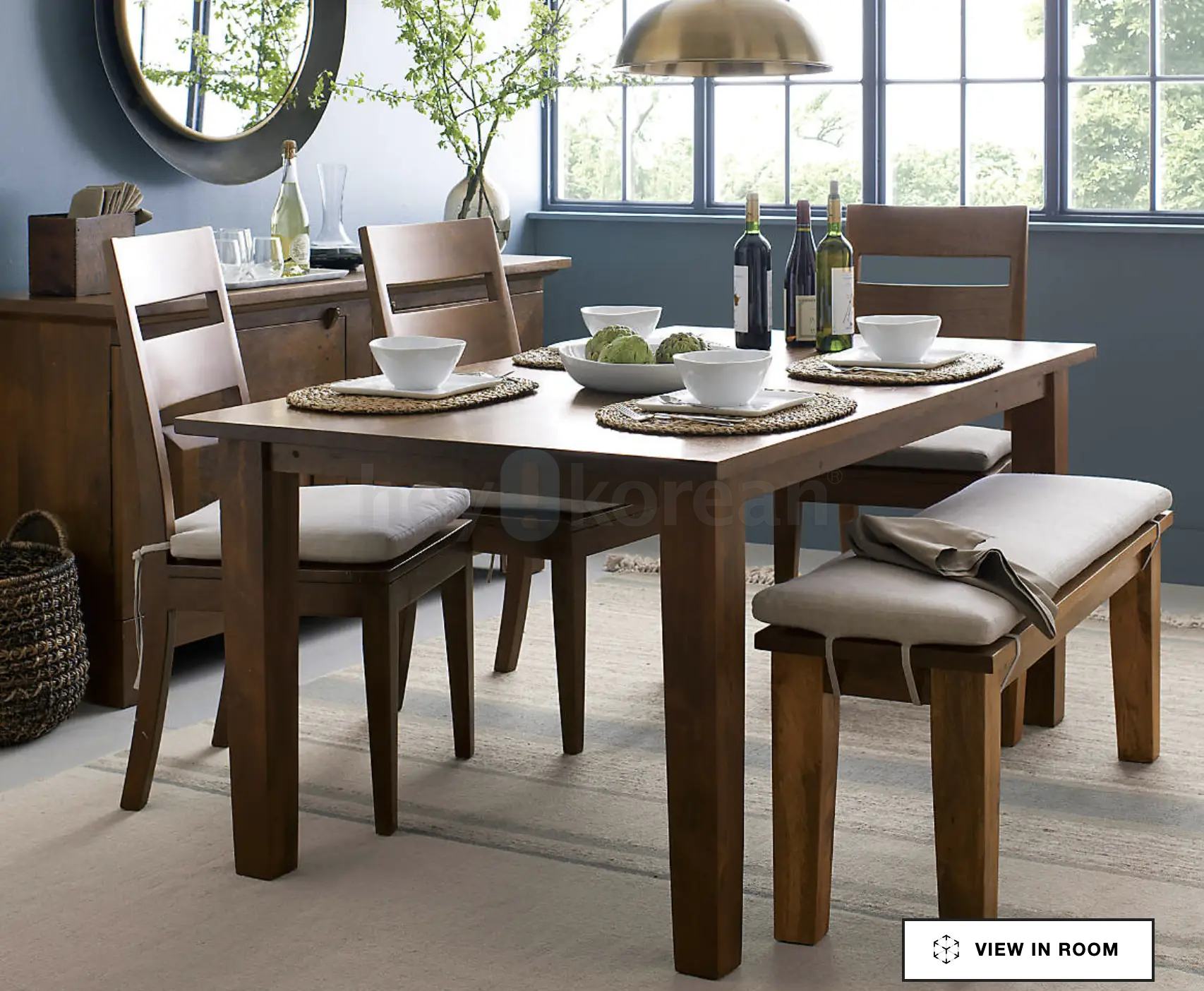Crate&barrel- Wood Dining Table & Bench