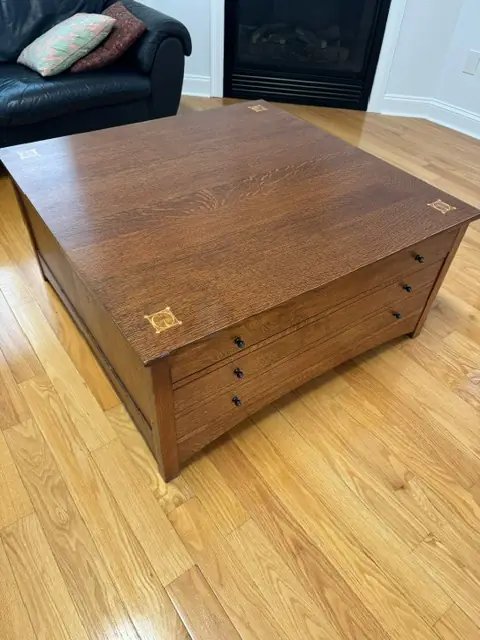 Stickley "Harvey Ellis" Square Cocktail Table with draws