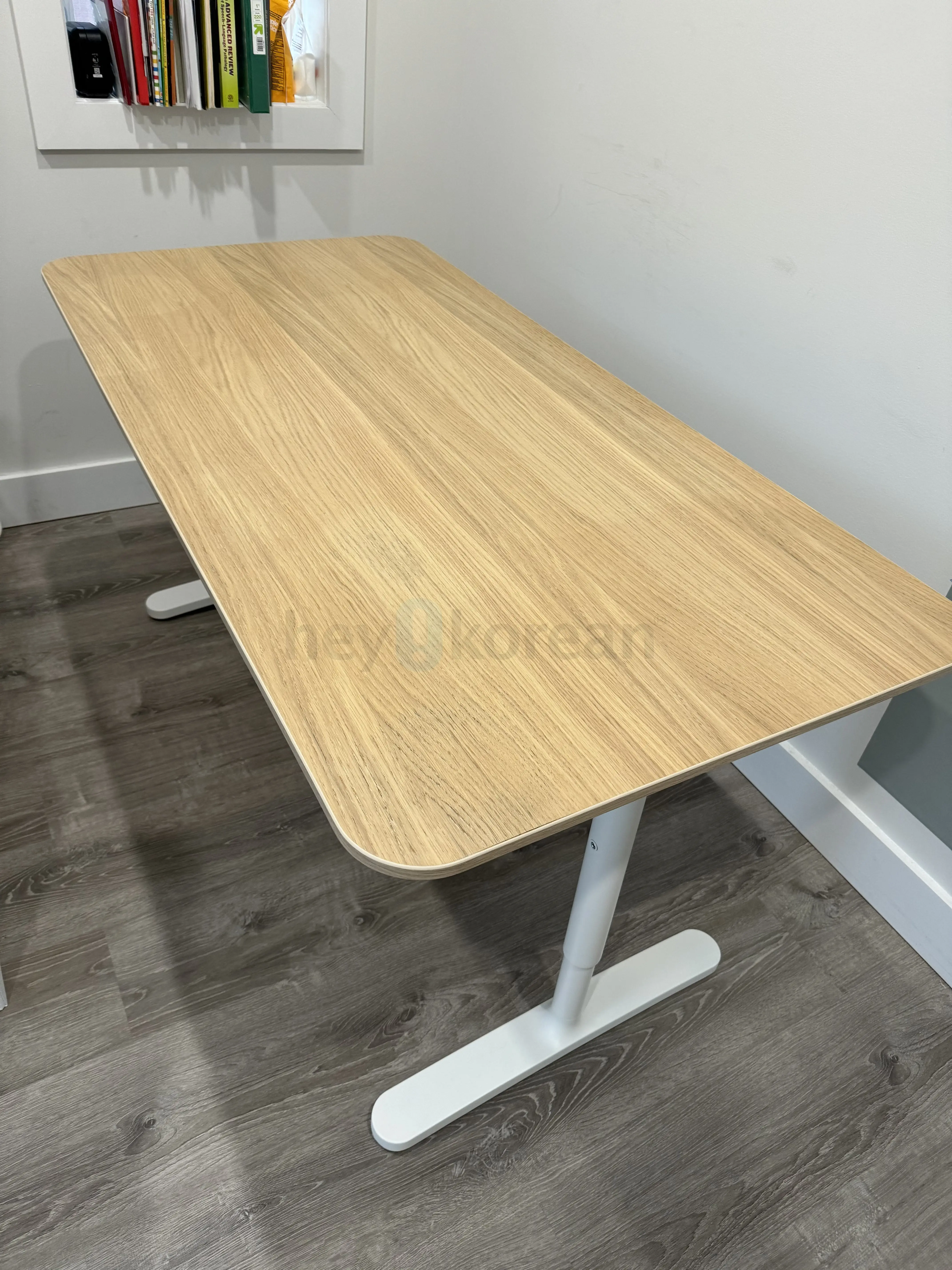 BEKANT Desk white stained oak veneer white 63x31 1 2