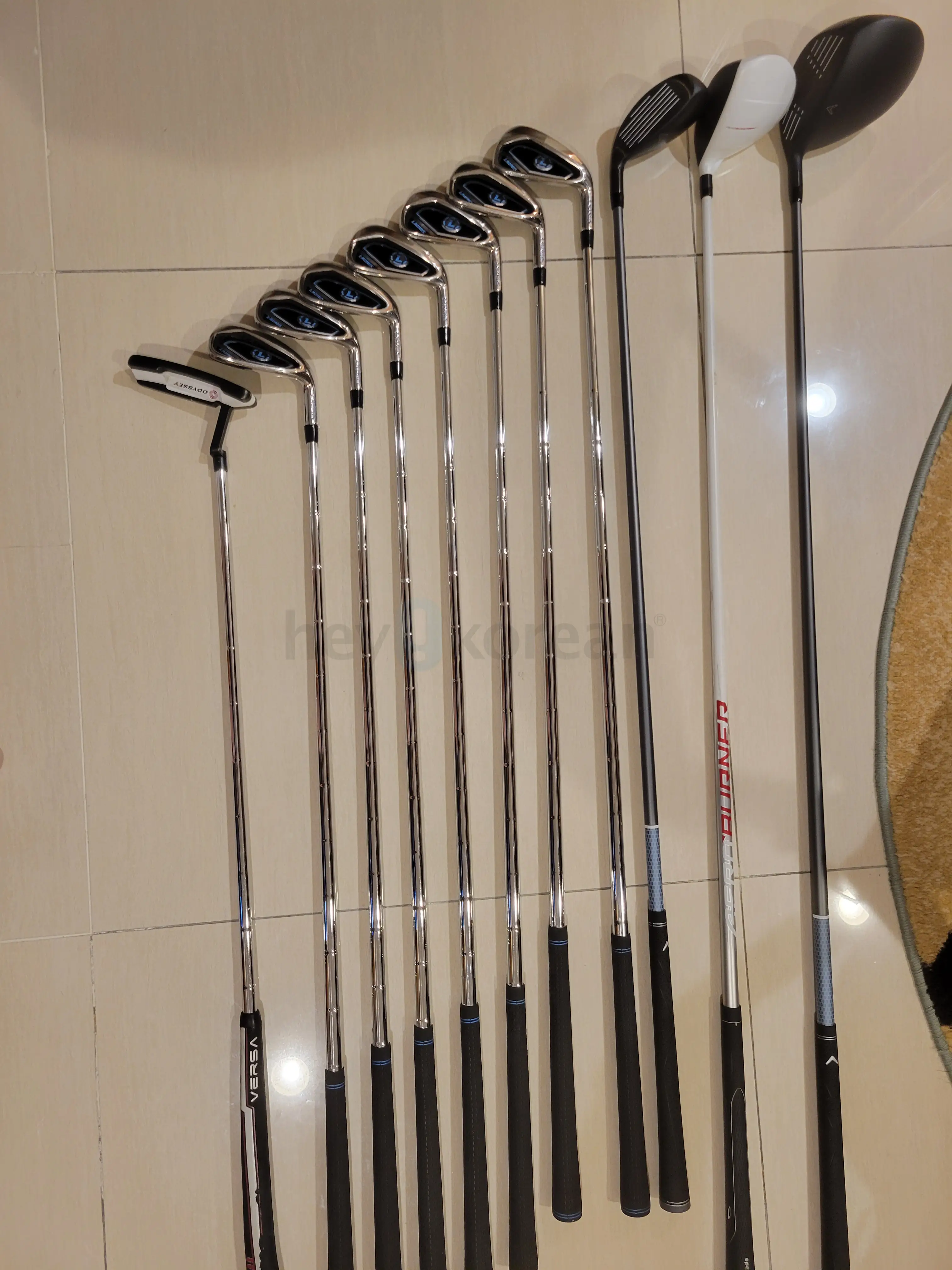 Golf club set w/ driver, wood, putter.
