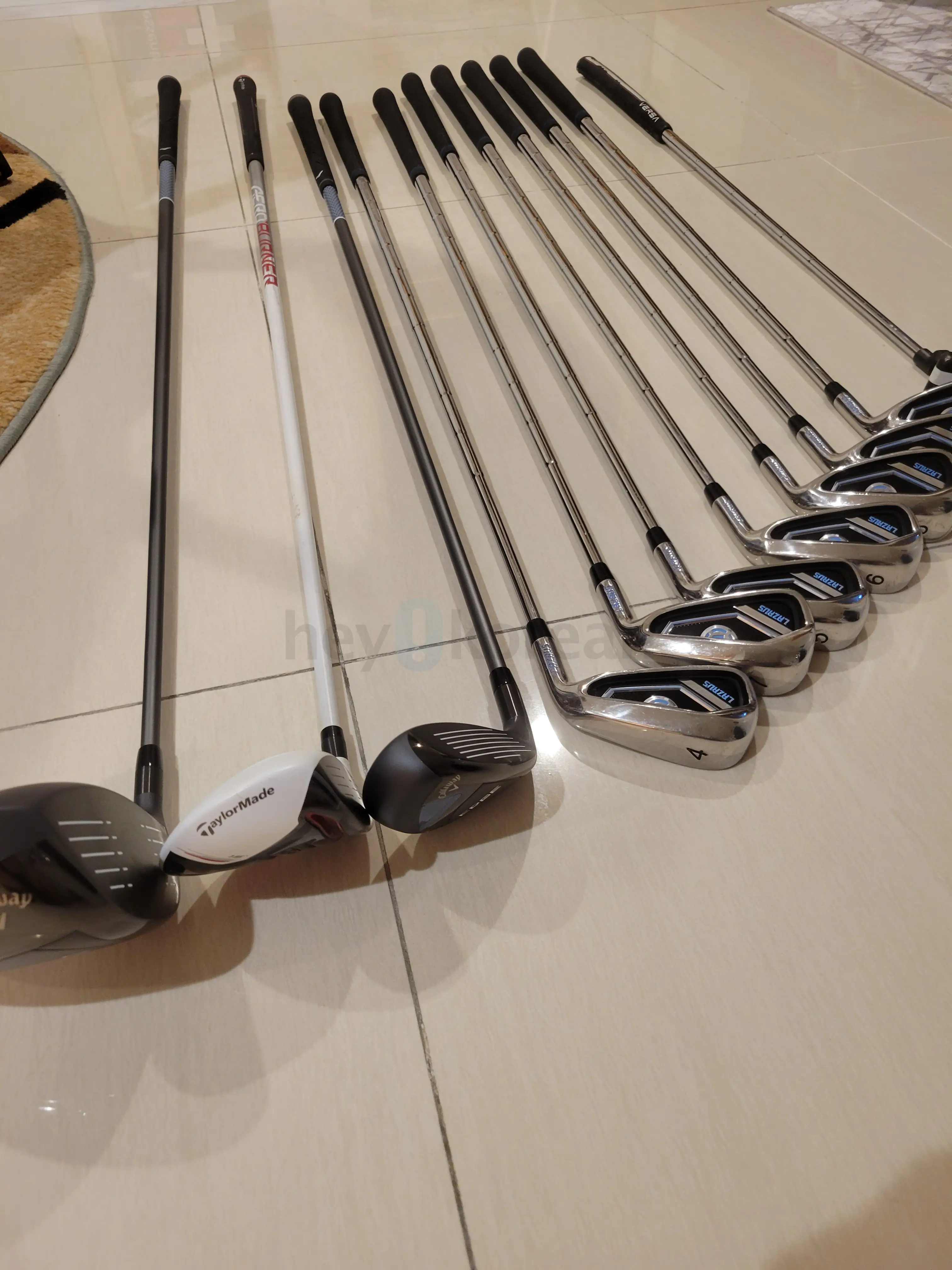 Golf club set w/ driver, wood, putter.