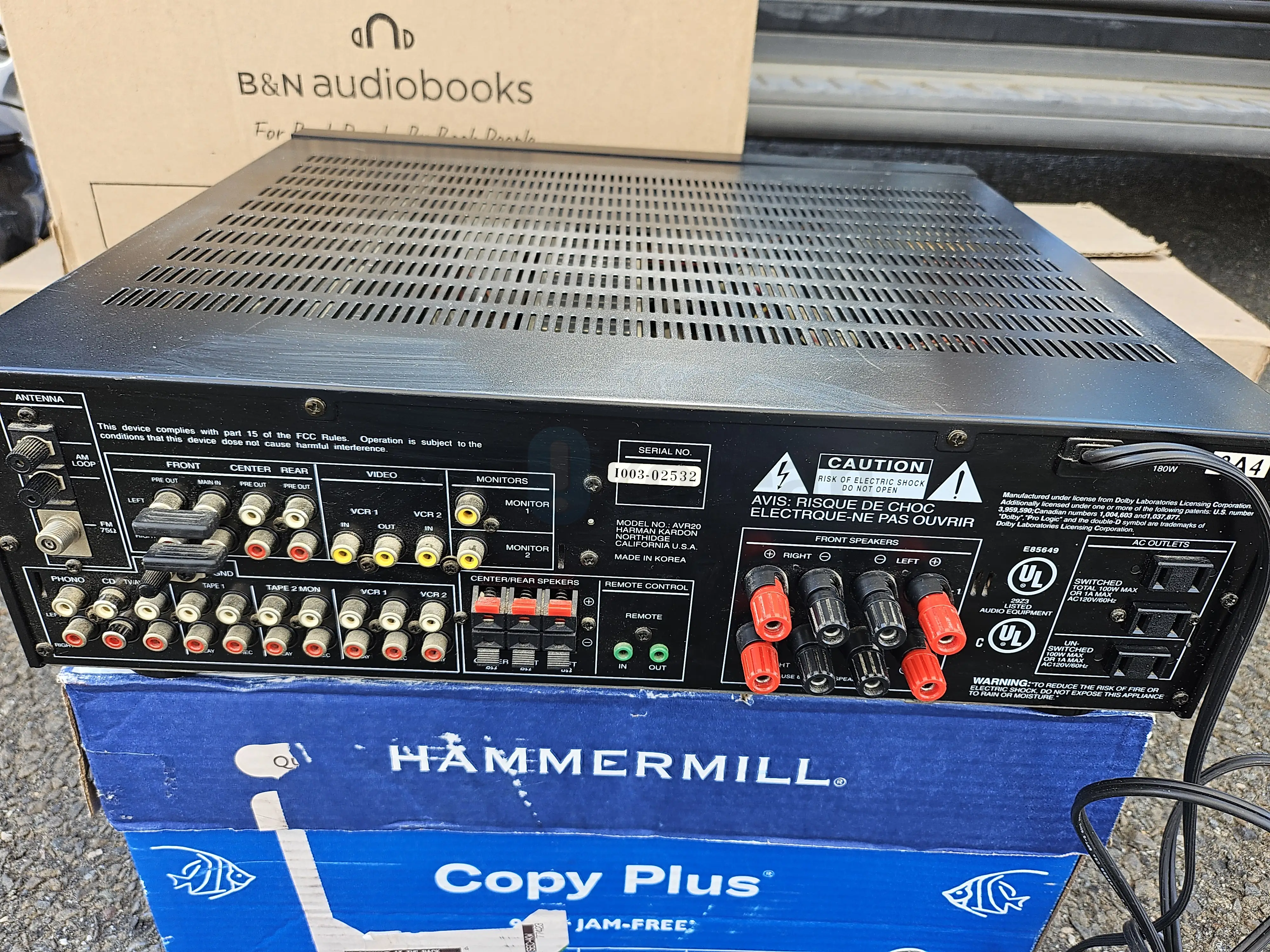 Harmon Kardon AV Receiver AVR20 Surround 120V 60Hz 180W With Remote