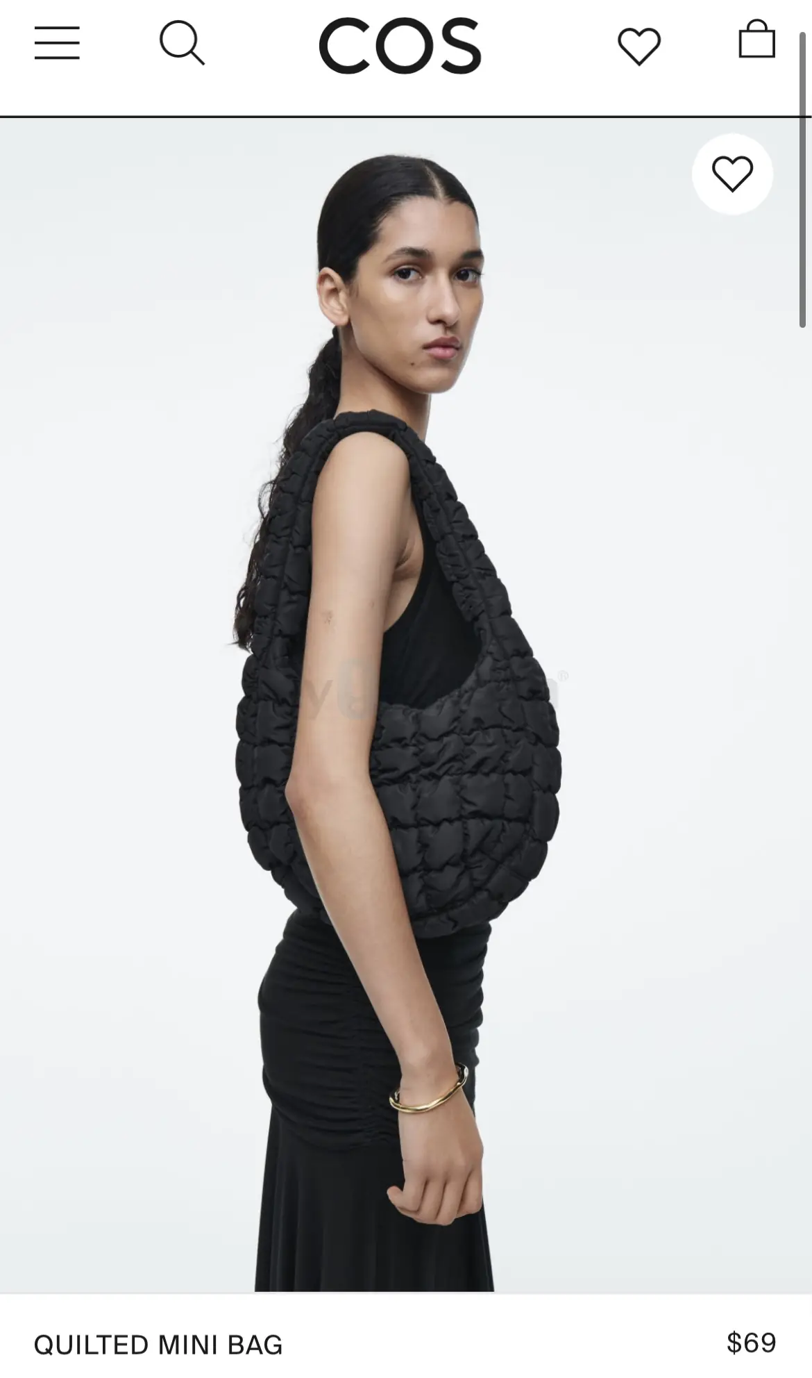 Cos Quilted Mini Bag (Black)