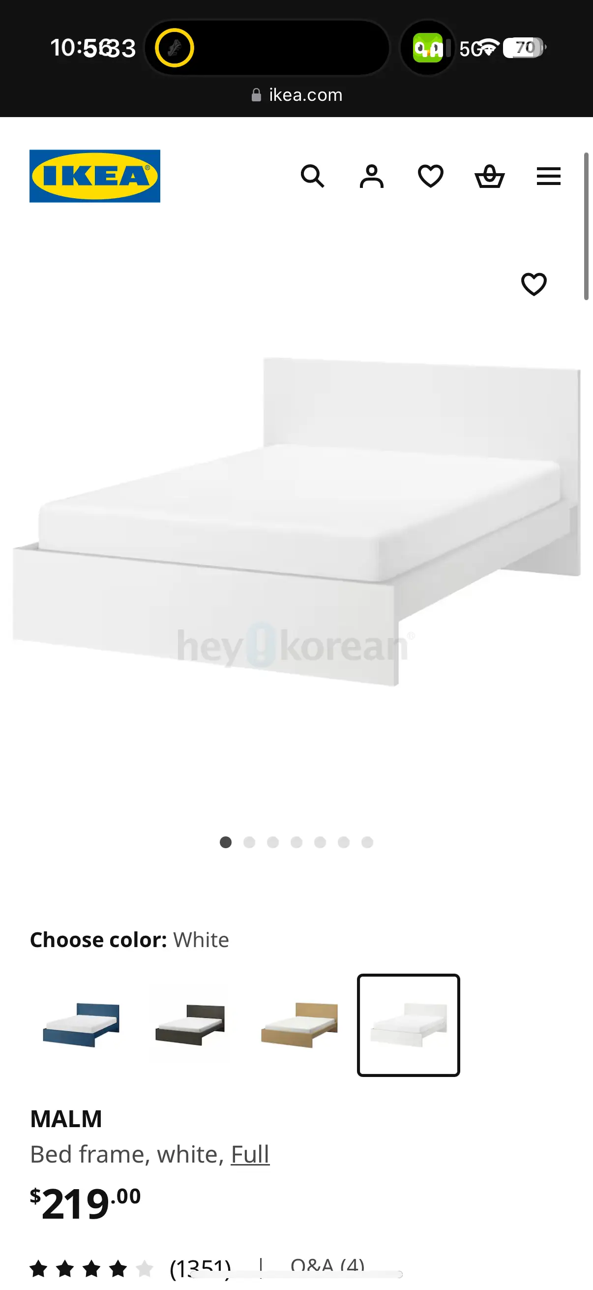 IKEA Malm 침대 프레임 Full size