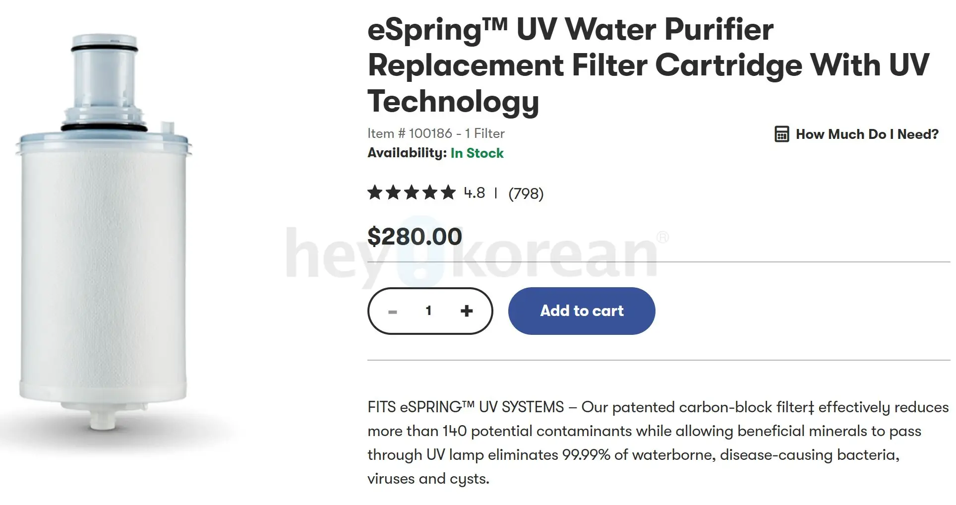Amway eSpring UV Water Purifier Replacement Filter Cartridge w/ Pre ...