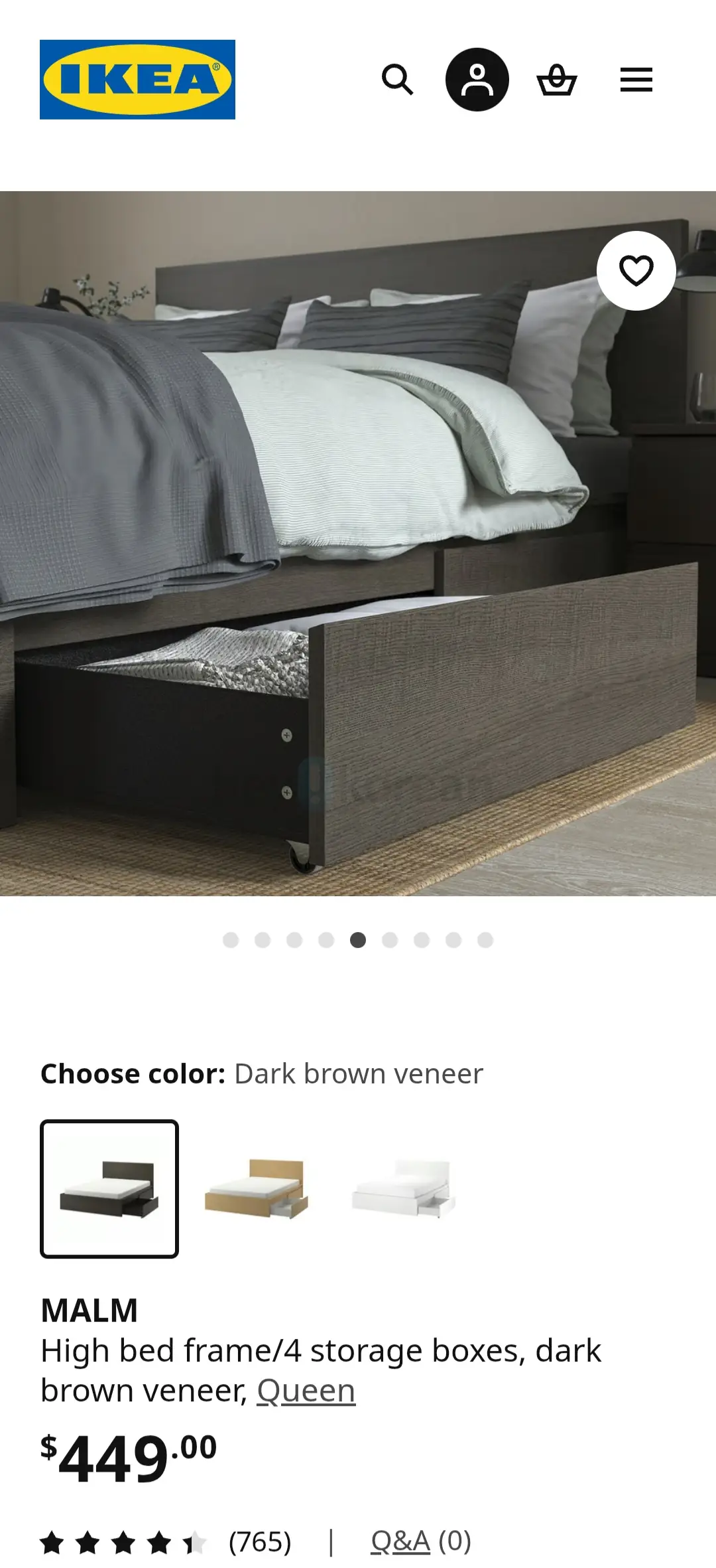 IKEA Queen 침대 프레임 + 4 Drawers