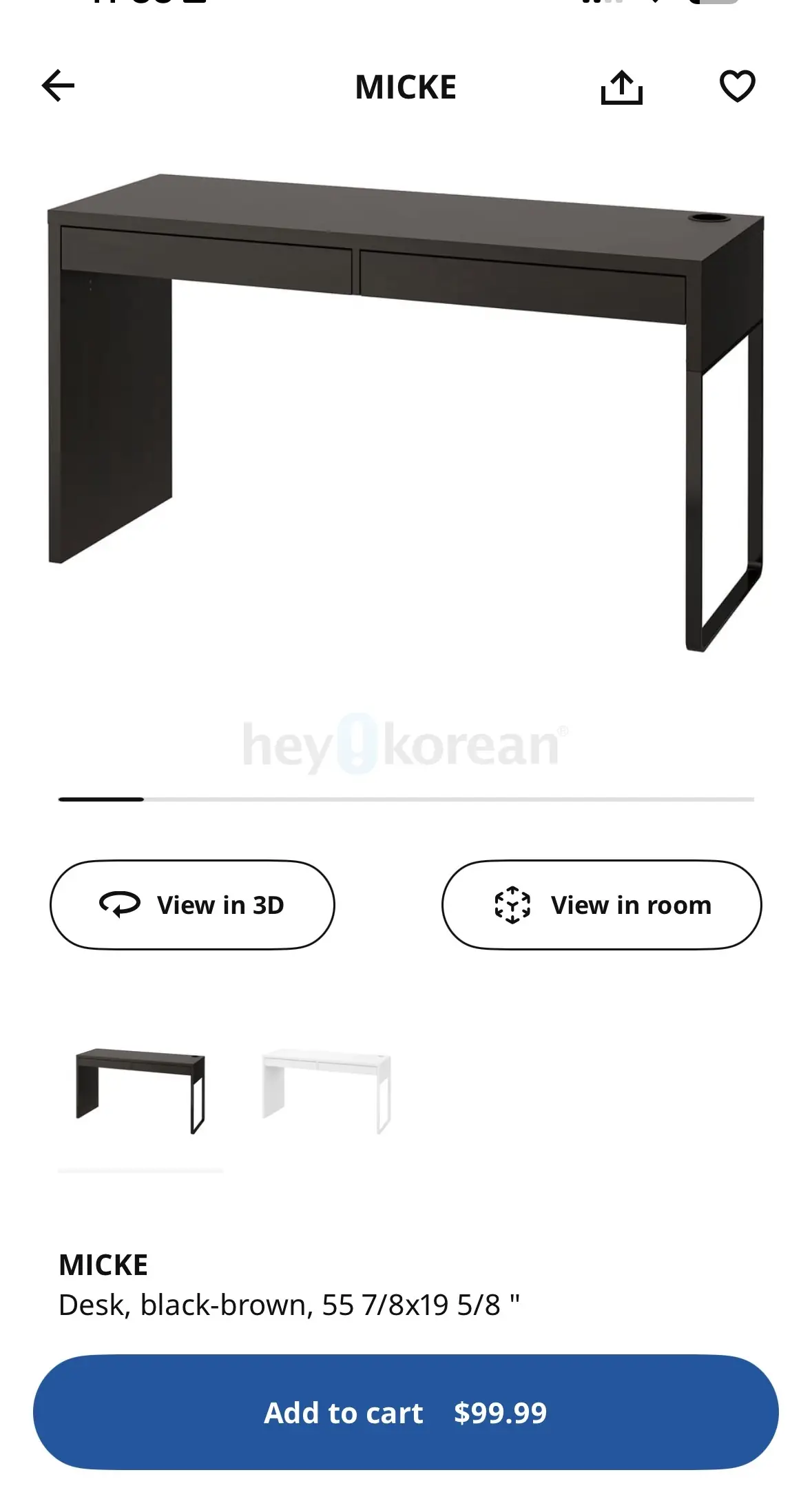 IKEA MICKE Desk, Black-Brown, 55 7/8x19 5/8